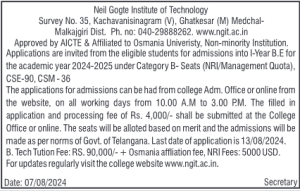 Admission Procedure – Neil Gogte Institute of Technology
